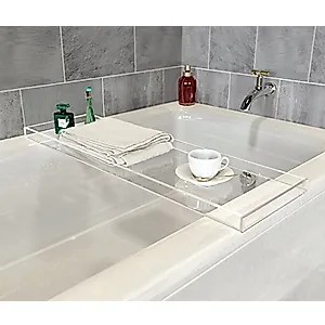 ONELUX Durable Clear Acrylic Towel Tray,Lucite Bathtub Caddy