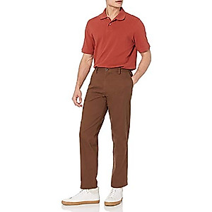 Amazon Essentials Men's Classic-Fit Wrinkle-Resistant Flat-Front Chino Pant (Available in Big & Tall), Brown, 30W x 30L