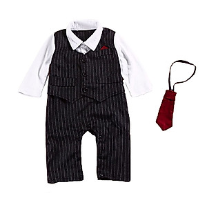EGELEXY Baby Boy Formal Party Wedding Tuxedo Waistcoat Outfit Suit 12-18months Black