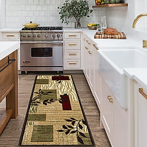 GlowSol Runner Rug 2x6 Plush Thick Rug Geometric Floral Non-Slip Non-Shedding Hallway Runner, Stain Resistant Kitchen Mat Laundry Entryway Carpet Runner, Boho Pet Friendly Runners