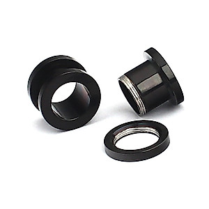 Ruifan 16pcs Surgical Steel Screw Tunnel Gauge Ear Expander Stretching Kit Plugs Piercing -8 Pairs 14g-00g (1.6mm-10mm) Black Plated