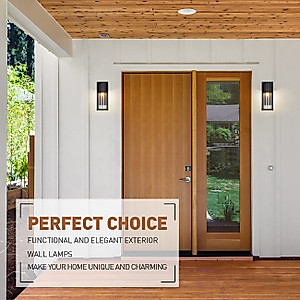 Delicavy Outdoor Wall Lights Modern Farmhouse Porch Light Waterproof Exterior Wall Lantern Black with Seed Glass, Outside Wall Lamp for House Garage, Front Door Light, 14.2" H