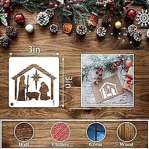 Christmas Stencil Christian Reusable Drawing Bible Stencils for Painting on Wood Crafts Cookie Canvas Shirts Ornament (26 Christmas 3in)