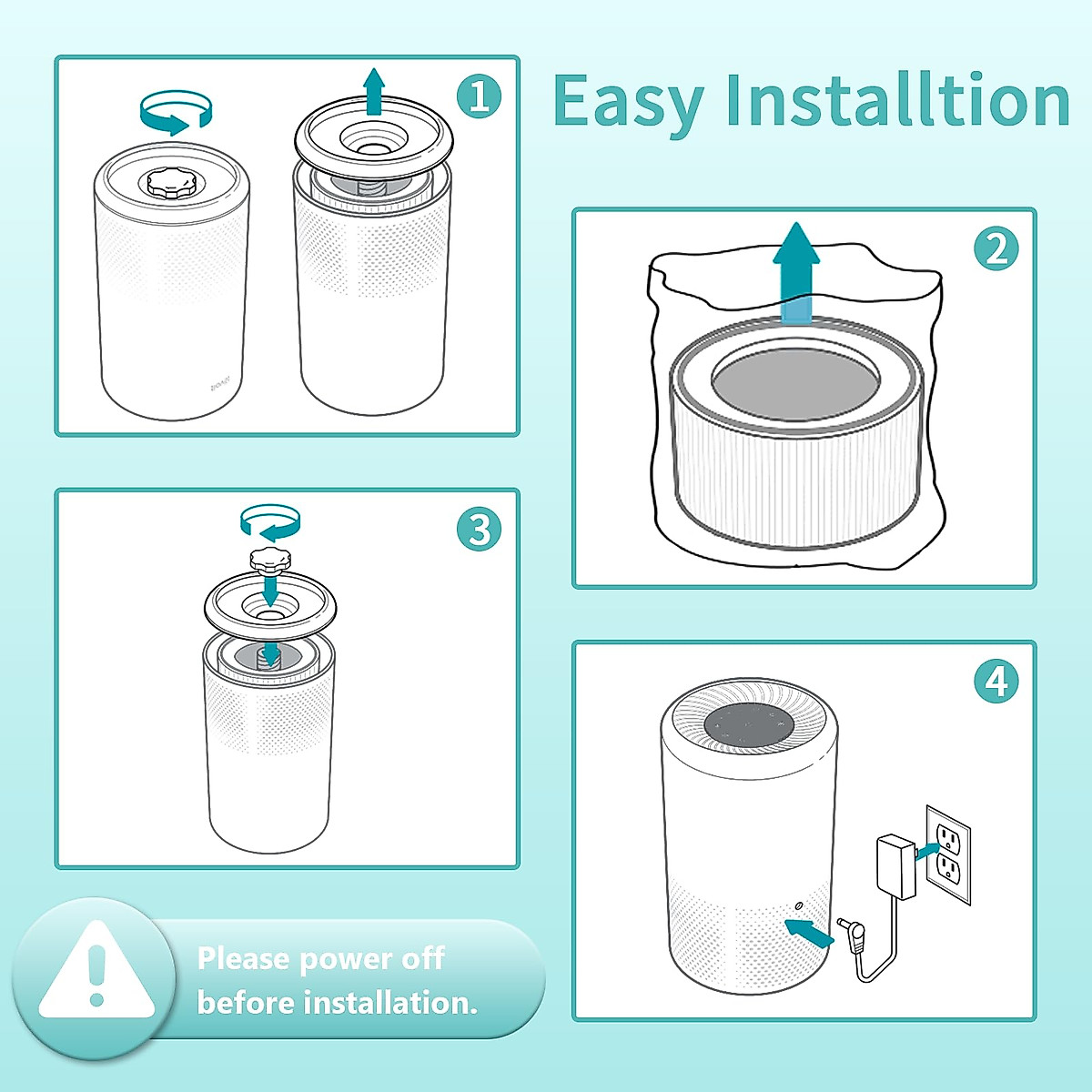 Vista 200 Replacement Filter Compatible for LEVOIT Air Models, 3-in-1 Pre, H13 High-Efficiency Activated Carbon Filtration System, Replace Part# Vista 200-RF, Pack of 2 By Improvedhand