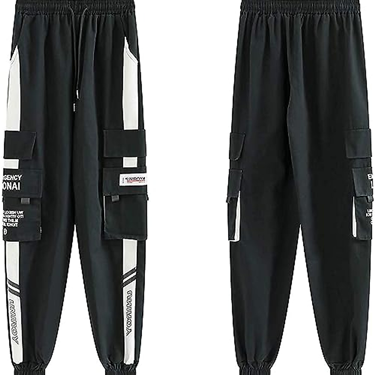 XYXIONGMAO Men's Tactical Streetwear Joggers Goth Clothes Baggy Casual Sports Pants Baggy Casual Techwear Hip Hop Sweatpants Black Cargo Pants for Men(Black, XL)