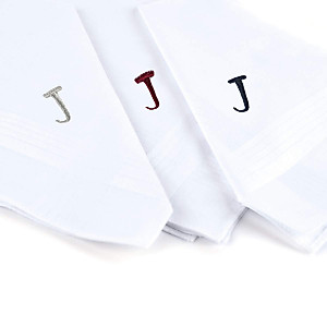 Monogrammed Handkerchiefs for Men - Soft Hankies for Men + Great Monogrammed Gifts - Intial J
