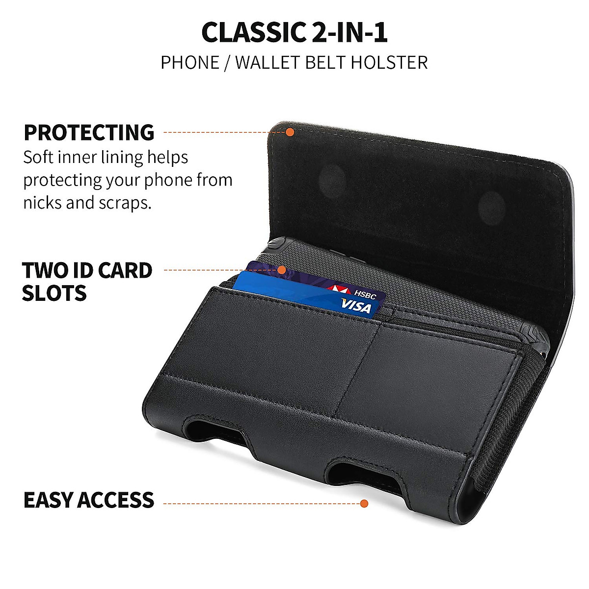 BECPLT for Motorola Edge 50 Ultra & G64 G73 X40 Edge 40 G Power 5G Holster Case, Leather Pouch with Belt Clip & Loops & Card Holder for Moto G84 G54 G14 G53 G7 Z3 Play