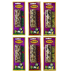 Higgins Gourmet Avian Treat Sticks 3 Flavor 6 Stick Variety Bundle: (2) Veggie Nut Sticks, (2) Ragin' Cajun Sticks, and (2) Island Fruit Sticks, 2-2.2 Oz. Ea.