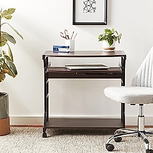 Target Marketing Systems Berkeley Mobile Desk with Pull Out Keyboard Tray and Lockable Wheels, Modern Rolling Laptop Table Ideal for Working from Home, 27.5", Espresso