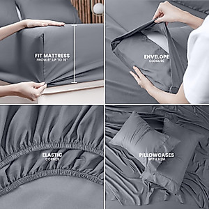 Utopia Bedding Full Bed Sheets Set - 4 Piece Bedding - Brushed Microfiber - Shrinkage and Fade Resistant - Easy Care (Full, Grey)