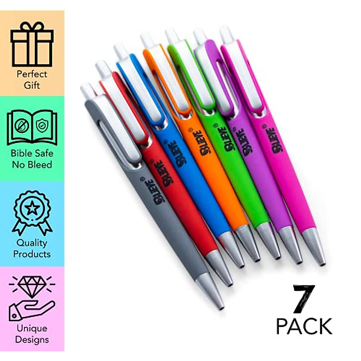 BLIEVE- Bible Pens No Bleed Through, Pack of 7, Bible Journaling Supplies, Colorful Pens, Ink Ballpoint Color Pens, Bullets Journal Pens, Fine Point Writing Pens, Colored Gel Pen, Study Accessories