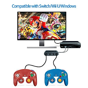 VOYEE GC Controller - 2 Pack Classic Wired Controllers Gamepad Replacement for Nintendo Wii Gamecube (Blue & Red)