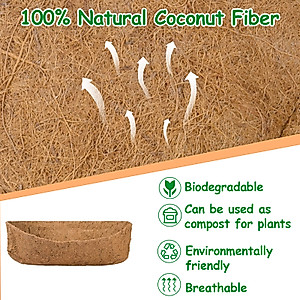 ANPHSIN 3 Pack Coco Liners for Window Planter Box - 24 Inch 100% Natural Coconut Coir Fiber Liner Replacement for Deck Flower Box, Garden Railing Fence Trough, Wall Planter Basket, Vegetables Pot