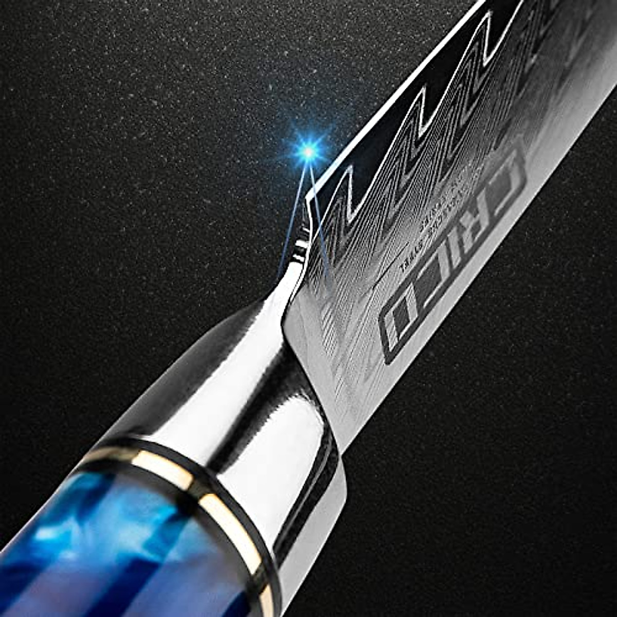 CRICO Paring Knife 3.5 inch Fruit Knife, Small Kitchen Knives, VG10 Damascus Super Steel 67-Layers, Full Tang Wood&Resin Handle, Gift Box - Flow Series