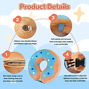 Dog Donut Cone Collar - Inflatable Dog Cone Recovery Adjustable Dog Donut Cone Collar for Dogs Dog Neck Donut Collar E Collar for Dogs Cats After Surgery-XL