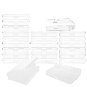 GBACHOOSE 24PCS Rectangular Small Plastic Boxes with Hinged Lids, Plastic Boxes for Storage Small Plastic Boxes with Lids for Beads, Pins, Small Items, Jewelry(4.9×3.3×0.9 Inch)
