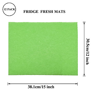 12Pack 12 * 15inches Fridge Liners and Mats Washable; Keep Promotes Air Circulation and Slows Down The Aging of Fruits or Vegetables. Refrigerator Liner Mats Keeps Produce Fresh Longer