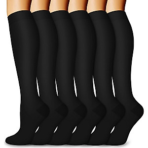 Aoliks Black Compression Socks for Women & Men,Support Knee High Socks for Running Athletic Nurses