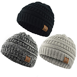 Zando Baby Beanies Infant Toddler Winter Hat Soft Warm Knit Hats Caps for Boys Black, Light Grey, Black White One Size