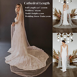 Passat Austrian Rhinestones Bridal Veil Crystals Wedding Veil Beaded Veils For Brides 1T3M Cathedral Ivory Bridal Veils For Wedding Gifts