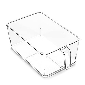 BINO | Clear Storage Organizer | THE HOLDER COLLECTION | Clear Containers for Organizing with Built-in Handles | Pantry Organization and Storage | Fridge Organizer | Smart Storage Bin Cabinet | Large