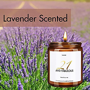 21 and Fabulous - 21st Birthday Gift for Her, 21-Year-Old Christmas Birthday Gifts for Women Daughter Granddaughter Sister Girlfriend, Funny Happy 21st Birthday Soy Candle (Lavender, 7oz)