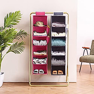 YOUDENOVA Hanging Closet Organizer, Closet Hanging Storage Shelves (Pink)