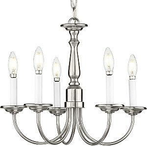 Progress Lighting P4009-10 5-Light Chandelier, Polished Brass