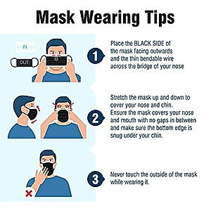 WECARE Disposable Face Mask Individually Wrapped - 50 Pack, 3 Ply Black Masks