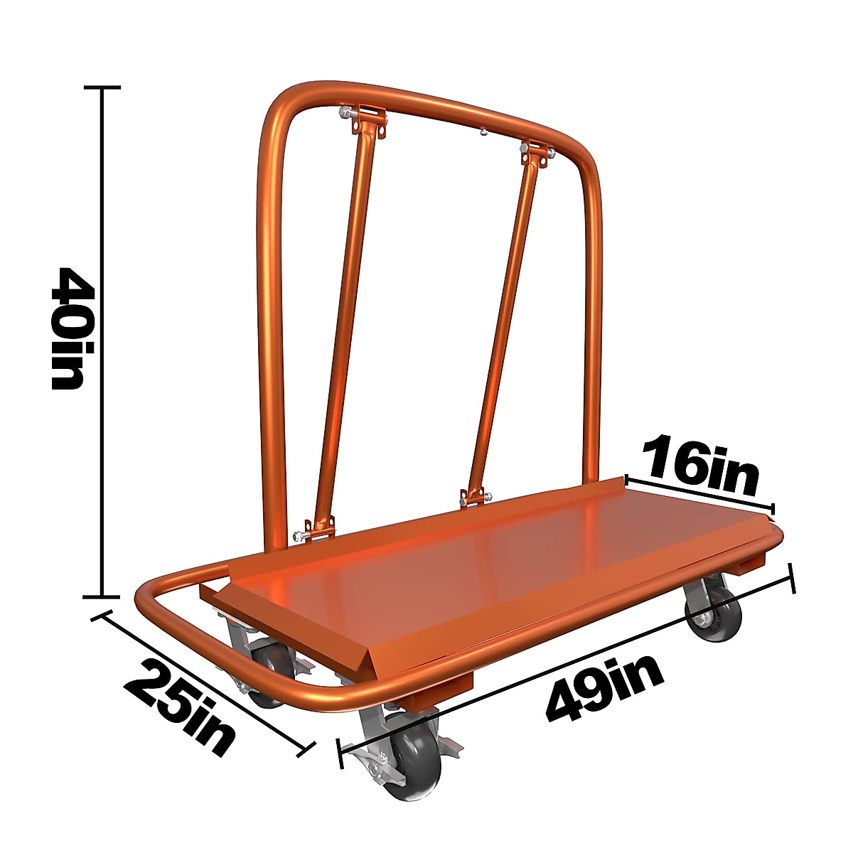 Heavy Duty Drywall Cart, Large Flatbed 3000Lbs Capacity Panel Cart Dolly, Plywood Cart with 6in Swivel Casters(49"L × 25"W × 48"H)