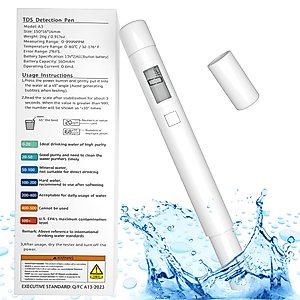 AyinLab TDS Water Hardness Tester Upgraded 0-9999ppm, Accurate 2%FS TDS Meter Digital Water Tester, Easy TDS Water Quality Tester for Drinking Water, RO/DI System, Pool&Spa, Hydroponics, Tap, Aquarium