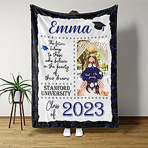 Custom Class of 2023 Graduate Blanket, Personalized Senior 2023 Name Photo School Graduations Throws Blankets, Personalized Graduation Blanket, Personalized Graduation 2023 Blanket with Photo