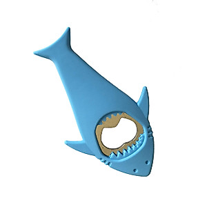 L & H Household Cool Shark bottle Opener Silicone Stainless Steel Beer Bottle Opener Shark Refrigerator Magnet 4.8" x 2.7 (Blue, 1)