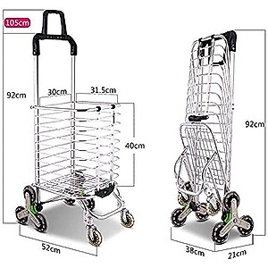 Shopping Trolley on Wheels Multi Function s,Kitchen Storage Utility Carts Foldable Dual Use Aluminum Alloy Climbing Shopping Cart 8 Rounds Crystal Wheel, Load 35 Kg Hand Trucks,Blue-B,