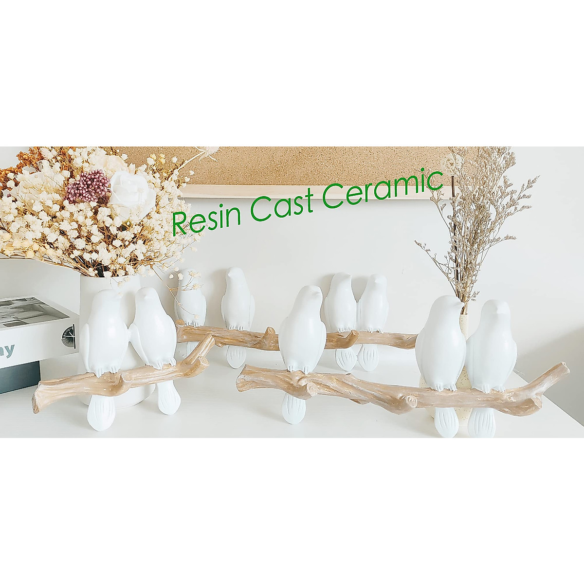 HaakLux Bird Hat Hook,Wall Hanger Decor Hooks,Mounted Resin Cast Ceramic,Tree Branch with Unique Hanging White Dove for Coat Towel Key Clothes in Bathroom Kitchen Bedroom Living Room(2 Birds)