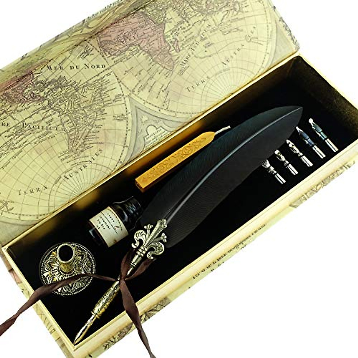 GC Quill Antique Feather Writing Quill Pen Gold Pen Stem Calligraphy Pen Set 100% Quality Guarantee