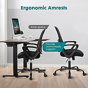 Office Chair, Ergonomic Office Chair Computer Chair Mesh Home Office Desk Chairs with Armrests, Rolling Swivel Chair with Lumbar Support Height Adjustable