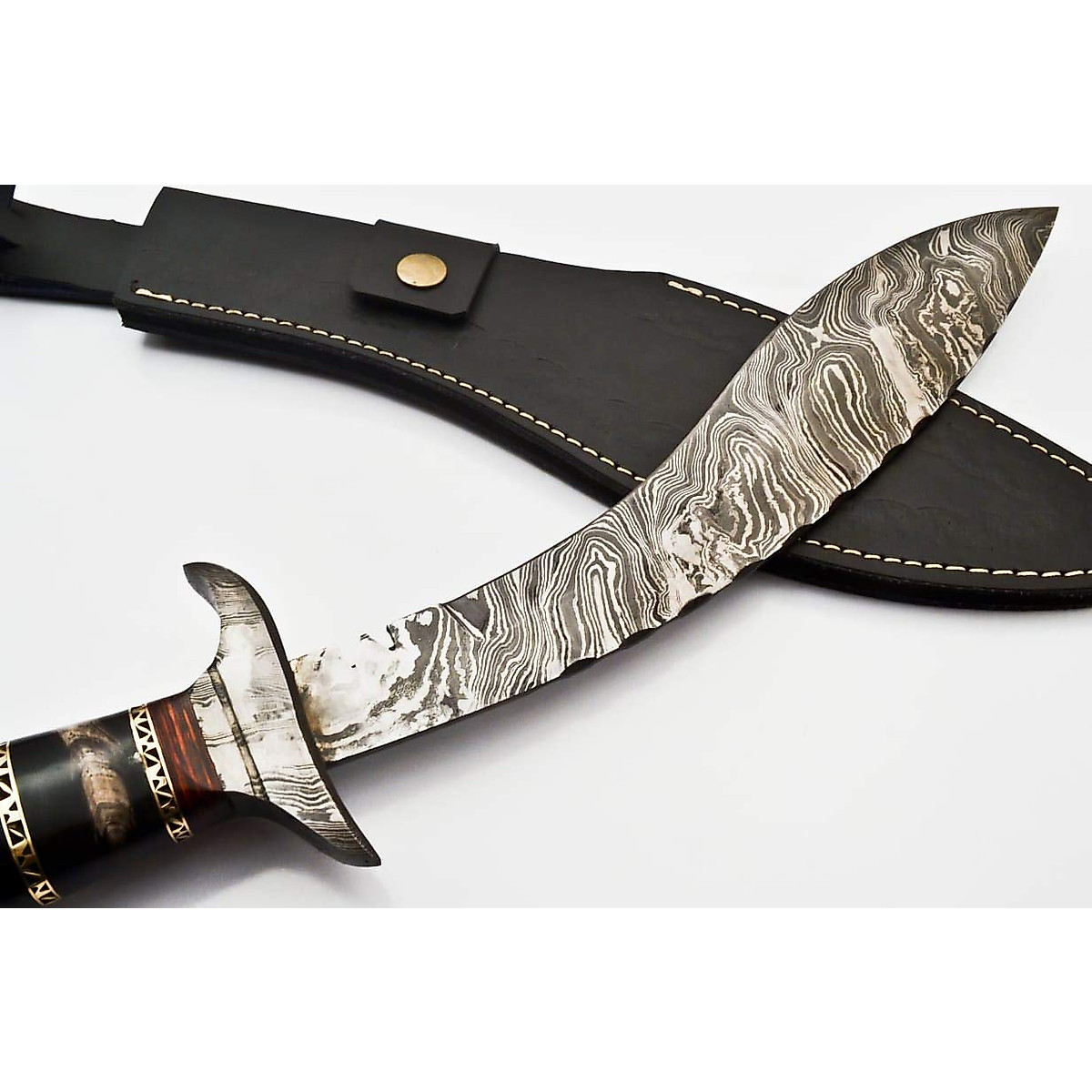 Rare Custom Damascus Custom Art Knife Hunting Knife | Outdoor Knife Camping Knife | Beautiful Stag Handle with Free Genuine Leather Sheath KH-890