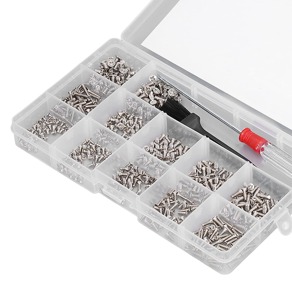 Computer Screws 600Pcs Computer Screws Assortment Kit, Micro Flat Head M2 M2.5 M3 with Screwdriver and Brush for Hard Drive Computer Case