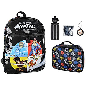 INTIMO Nickelodeon Avatar The Last Airbender Characters Aang Zuko Katara Sokka 5 PC Backpack Lunchbox Icepack Water Bottle