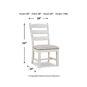 Signature Design by Ashley Valebeck Vintage Farmhouse Cushioned Dining Chair, 2 Count, Whitewash