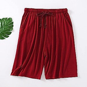 Men's Outdoors Shorts Elastic Waist Baggy Shorts Loose Fit Lightweight Sports Shorts Breathable Pajama Lounge Shorts (Red,4X-Large)