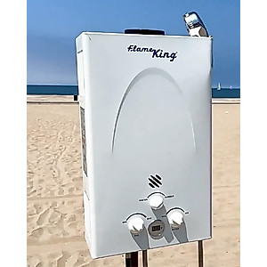 Flame King Portable Tankless Water Heater Propane Gas 10L 2.64 GPM at 68,000 BTU, Outdoor Instant Hot Water Shower for RV, Camping, Farm, Cabins