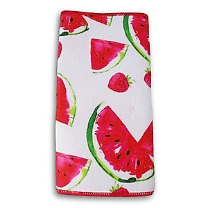 Summer Patterned Dish Drying Mat - Strawberries and Watermelon - 11 x 17 Inches