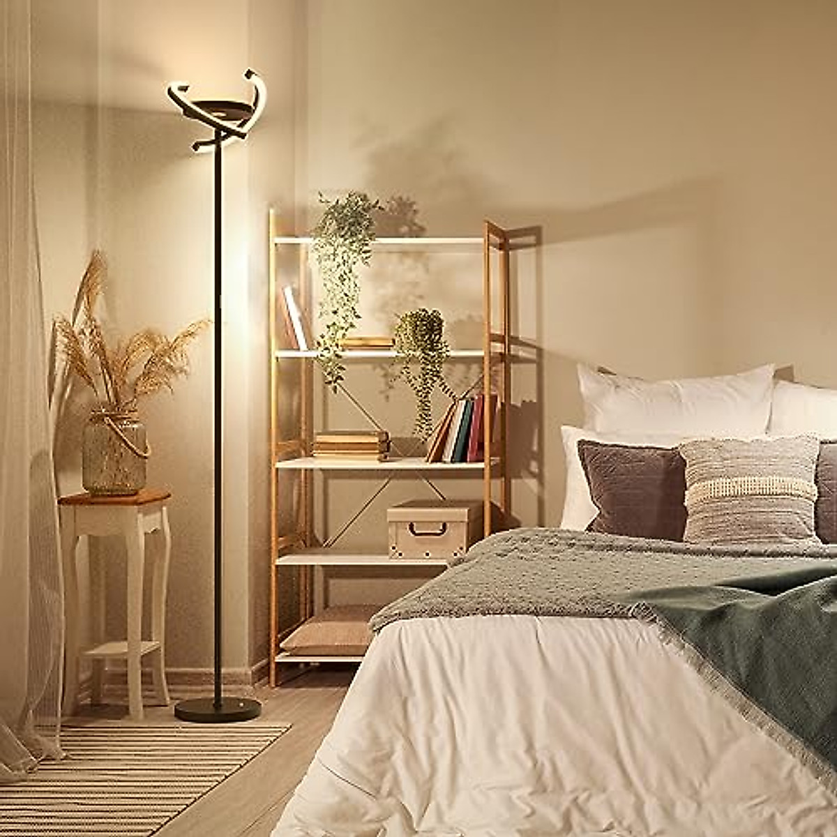 FIMEI Floor Lamp, Modern Bright Standing Lamp with Split Rotatable Outer Ring Light, 3 Color Temperature and Stepless Dimming, Remote/Touch Independent Control for Living Room Bed Room Office, Black