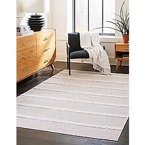 Rugs.com Sabrina Soto Casa Collection Rug – 4' x 6' Beige High Rug Perfect for Entryways, Kitchens, Breakfast Nooks, Accent Pieces