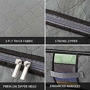 Extra-Large Under Bed Storage Bags Containers [4pack] Thickened 3 Ply Fabric Under Bed Storage Organizers with Reinforced Handles Strong Zipper Breathable Zippered Organizer For Bedrooms, (Grey)