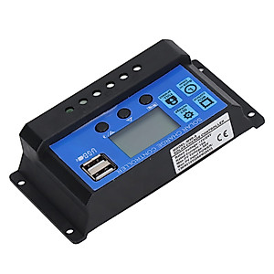 Solar Controller, Solar Battery Regulator 50V Maximum PV Voltage LCD Display PWM Control for Home