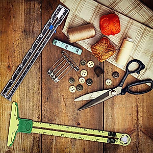 2 Pieces Sewing Gauge Sewing Measuring Tool, 5-in-1 Sliding Gauge Measuring Sewing Ruler Tool Fabric Quilting Ruler for Knitting Crafting Sewing Beginner Supplies