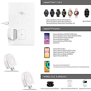Wasserstein 3-in-1 Wireless Charging Station Compatible with Samsung Galaxy Buds/Galaxy Watch/Smartphone, and Compatible with AirPods/iPhone, Huawei/Sony/Google Smartphone & Other Qi-Enabled Devices